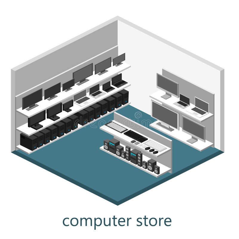 Computers Electronics Store Building Interior Stock Illustrations – 27 ...