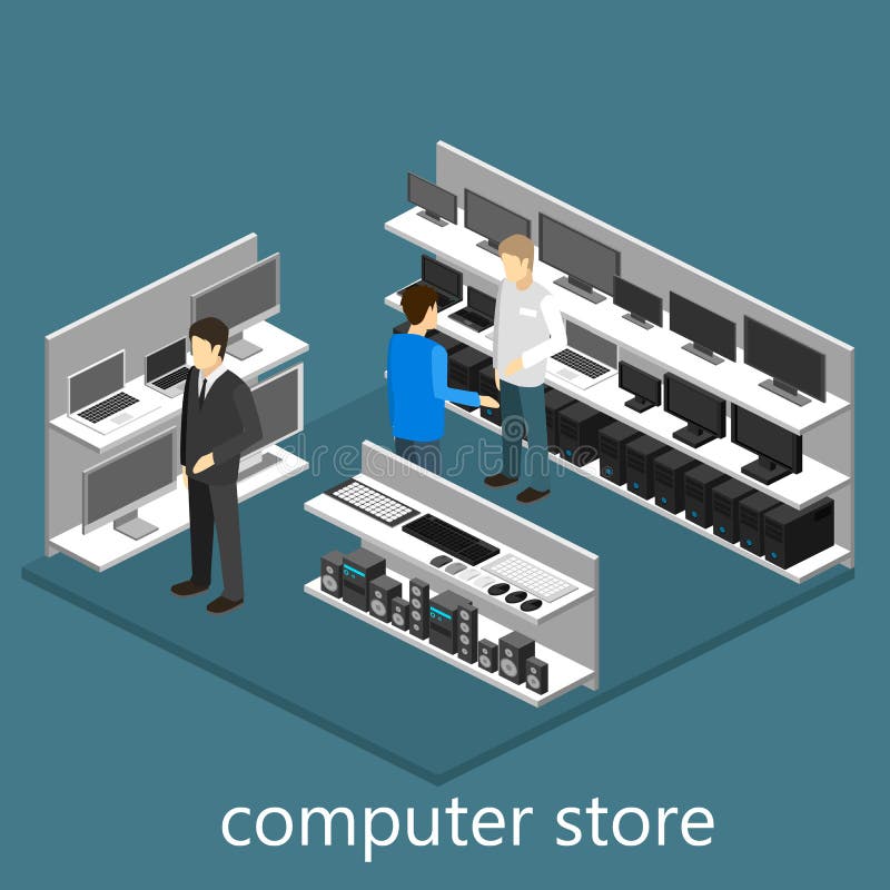Computers Electronics Store Building Interior Stock Illustrations – 24 ...