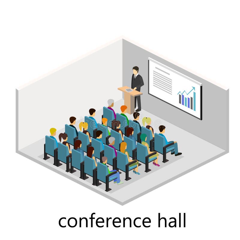 Isometric Interior of Conference Hall Stock Illustration - Illustration ...