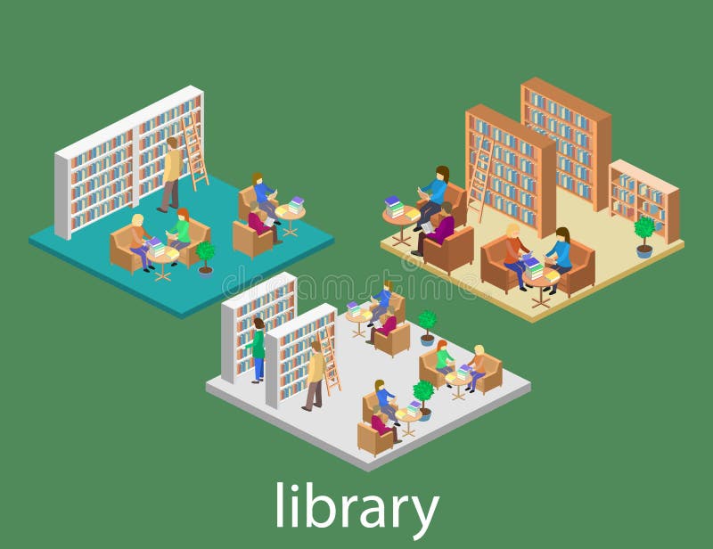 Isometric Library Interior Stock Illustrations – 1,097 Isometric ...
