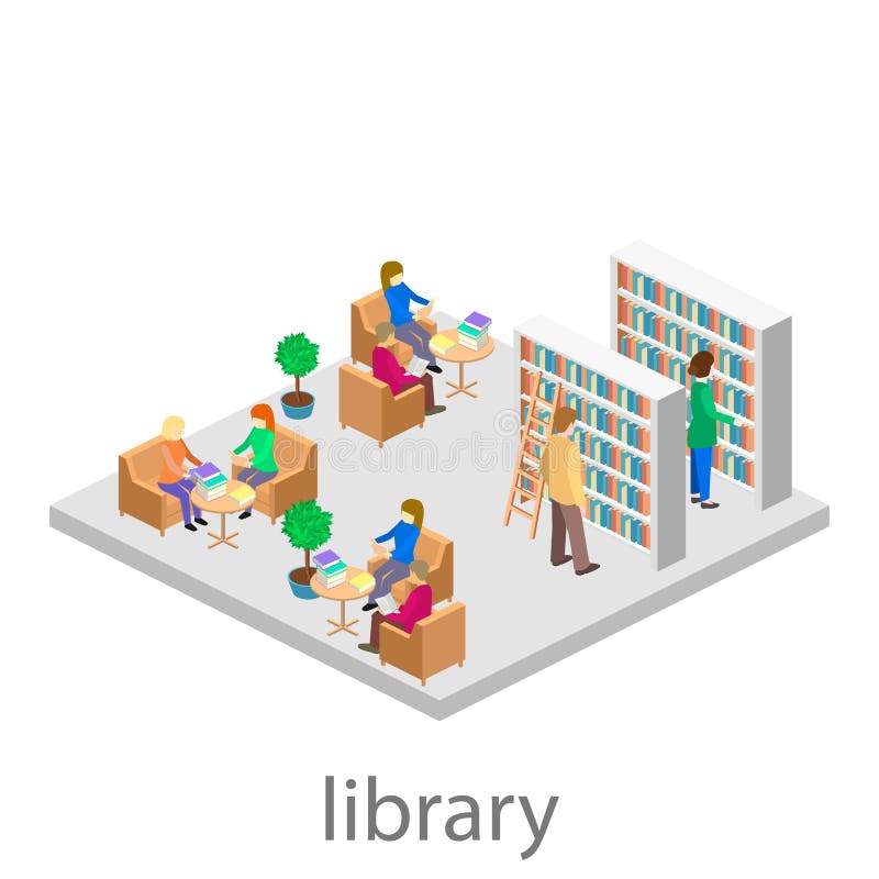 Isometric Library Interior Stock Illustrations – 1,097 Isometric ...
