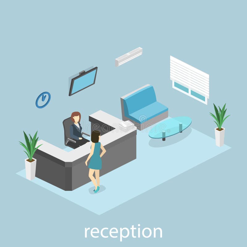 Isometric Interior of Reception. Stock Illustration - Illustration of ...