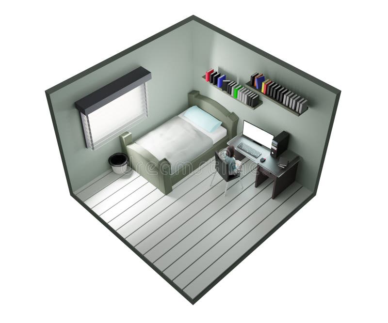 Isometric interior room. stock illustration. Illustration of elements ...