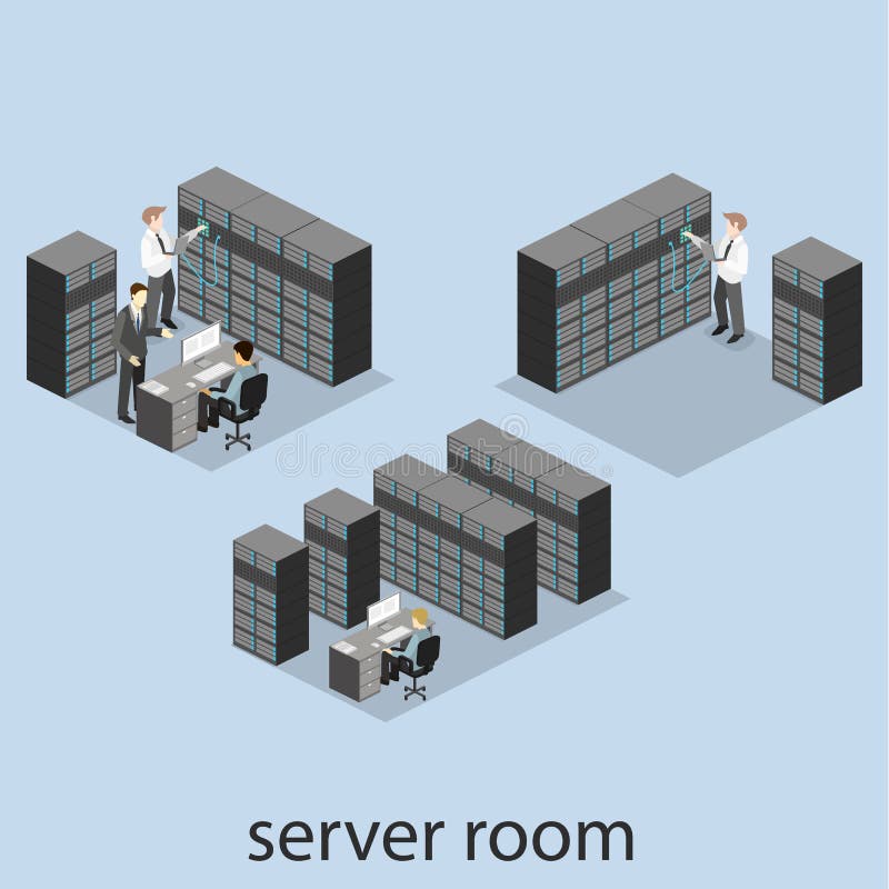 Isometric Interior of Server Room. Flat 3D Illustration Stock ...