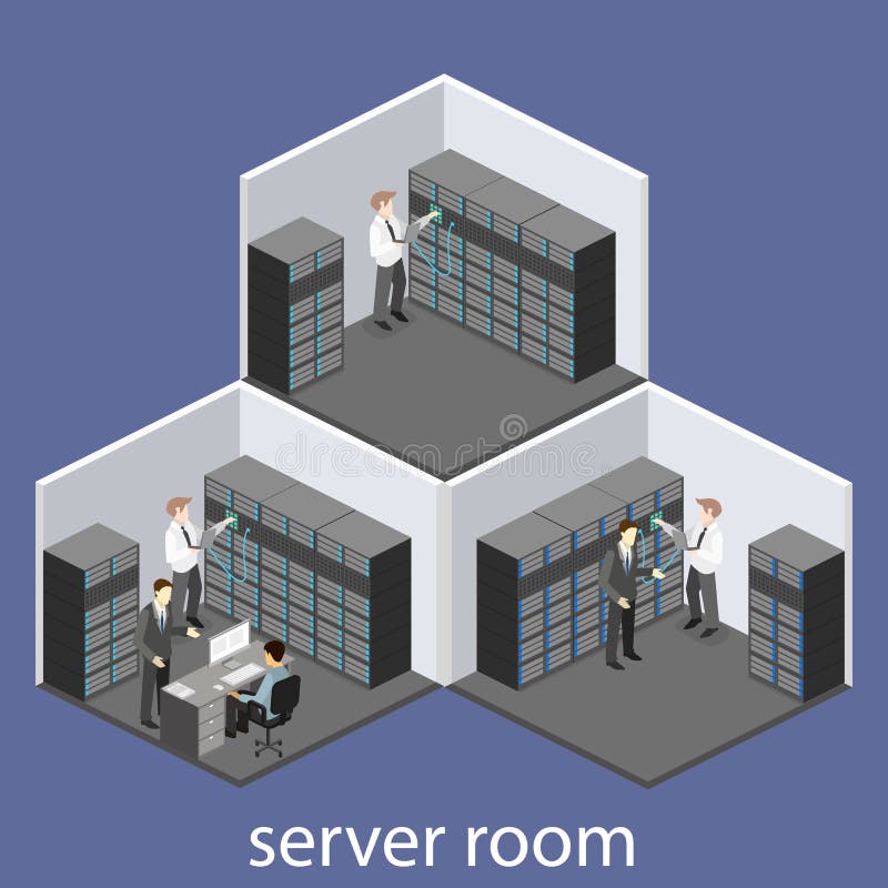 Isometric Interior of Server Room. Flat 3D Illustration Stock ...