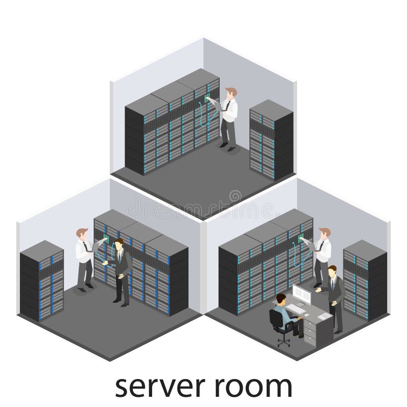 Isometric Interior of Server Room. Flat 3D Illustration Stock ...