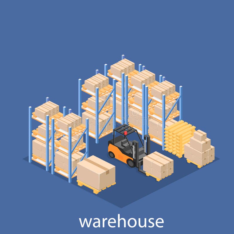 Isometric Warehouse Interior Forklift Stock Illustrations – 332 ...