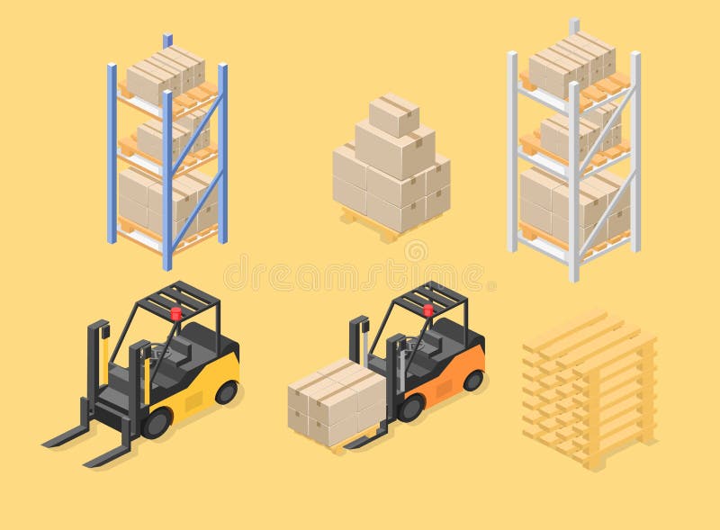 Isometric Interior of Warehouse. Stock Illustration - Illustration of ...