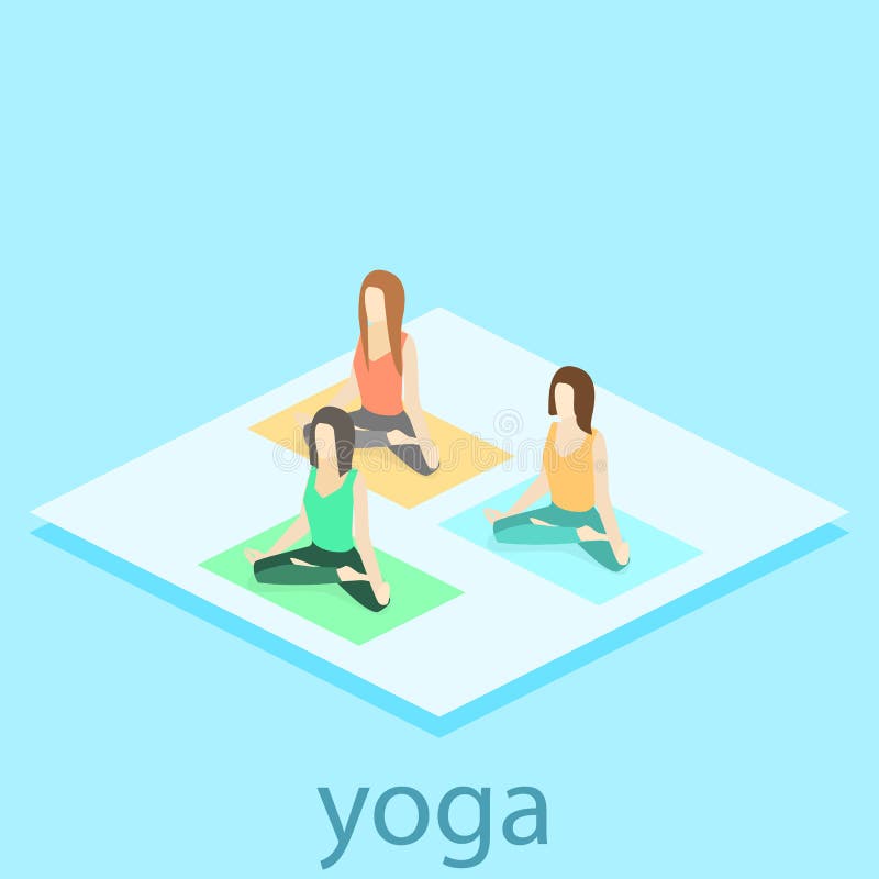 Isometric Interior of Yoga Class. People Do Yoga Stock Illustration ...