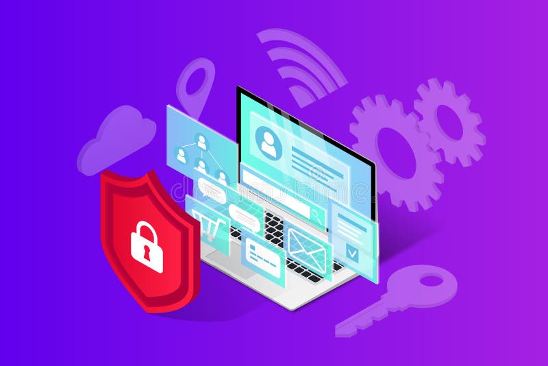 Isometric Internet Security Banner Stock Vector - Illustration of data ...