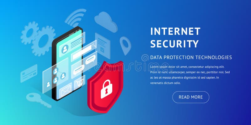 Isometric Internet Security Banner Horizontal Stock Vector ...