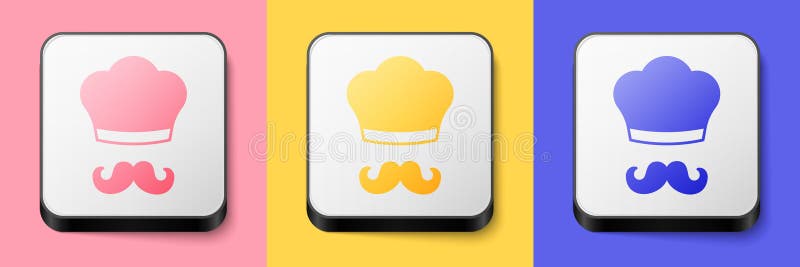 Isometric Italian Cook Icon Isolated on Pink, Yellow and Blue ...