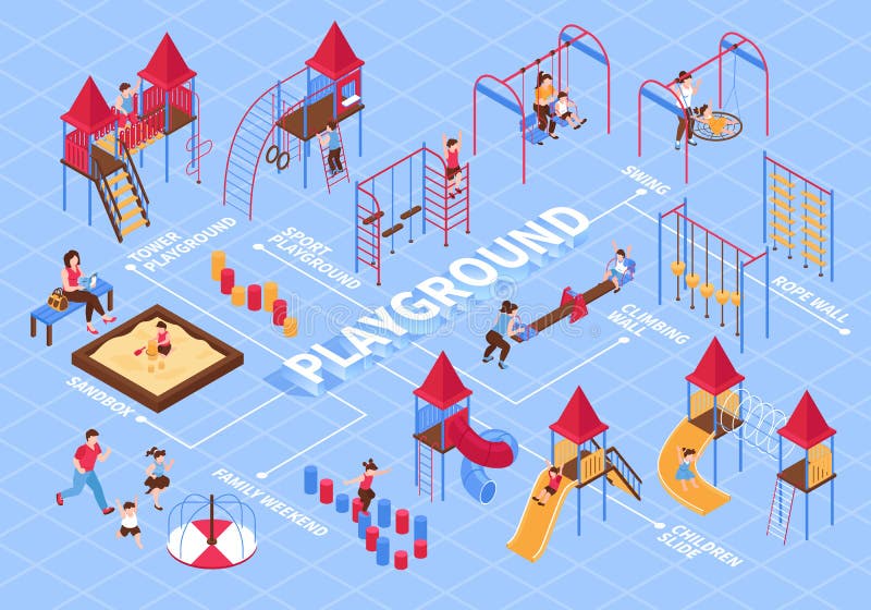 Children Playground Isometric Icons Stock Vector - Illustration of ...