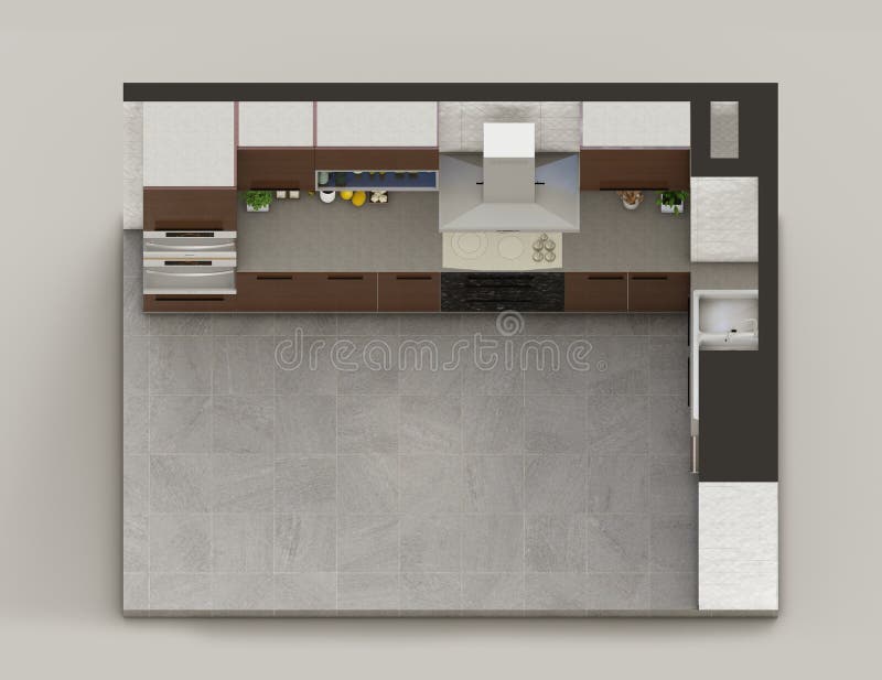 Isometric Kitchen with Cabinets and Built in Features 3d Model Stock ...