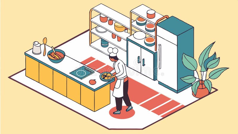 Isometric Kitchen Scene, 3D Interior , Cooking Space Design Vector ...