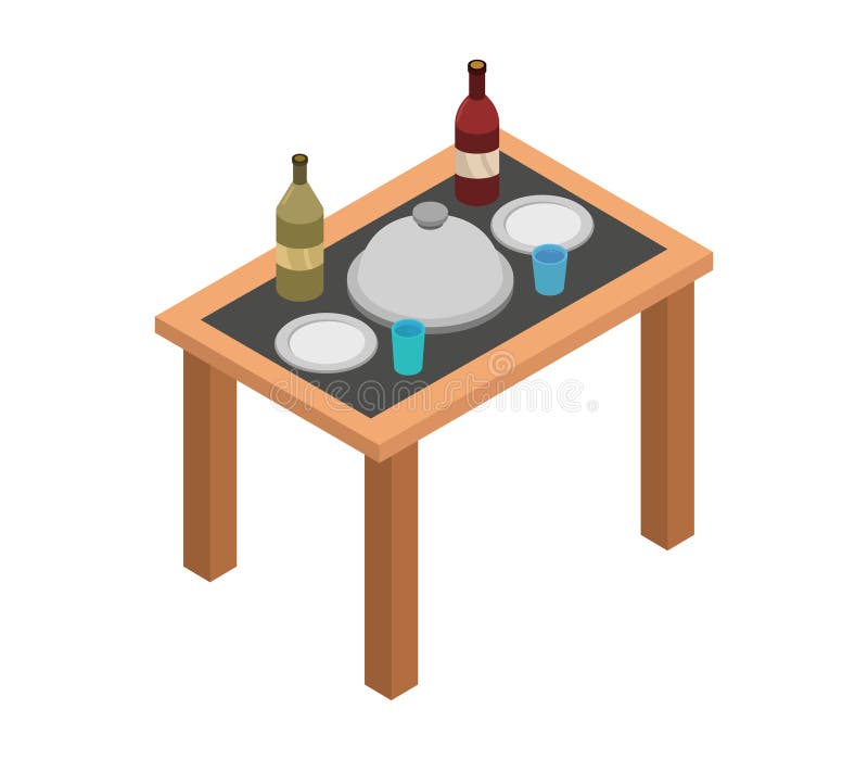 Isometric Kitchen Table on a White Background Vector Graphic ...