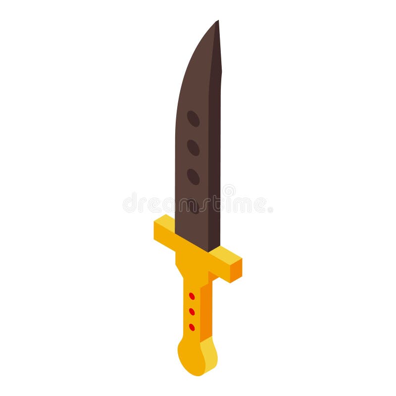 Isometric Knife Weapon Pointing Up with Golden Hilt Stock Vector ...