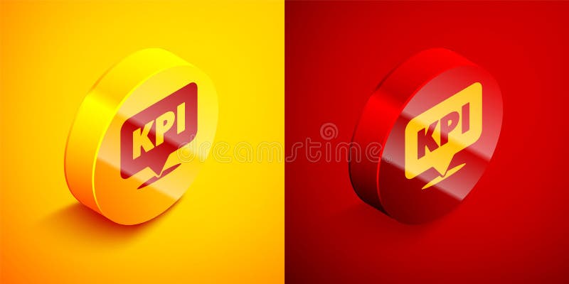 Isometric KPI - Key Performance Indicator Icon Isolated on Orange and ...