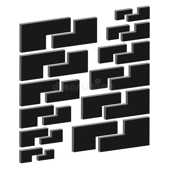 Isometric L Blocks. Bold Stair Icons. Dark Cube Elements. Vector Step ...