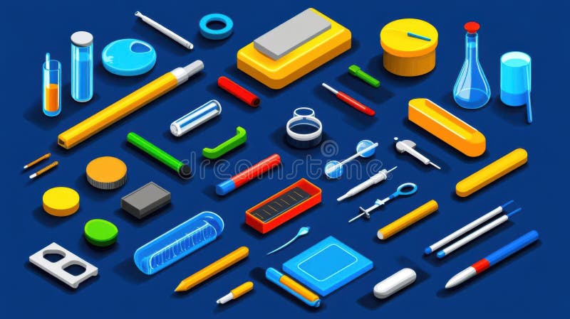 Isometric Lab Supplies Collection Stock Photo - Image of ...