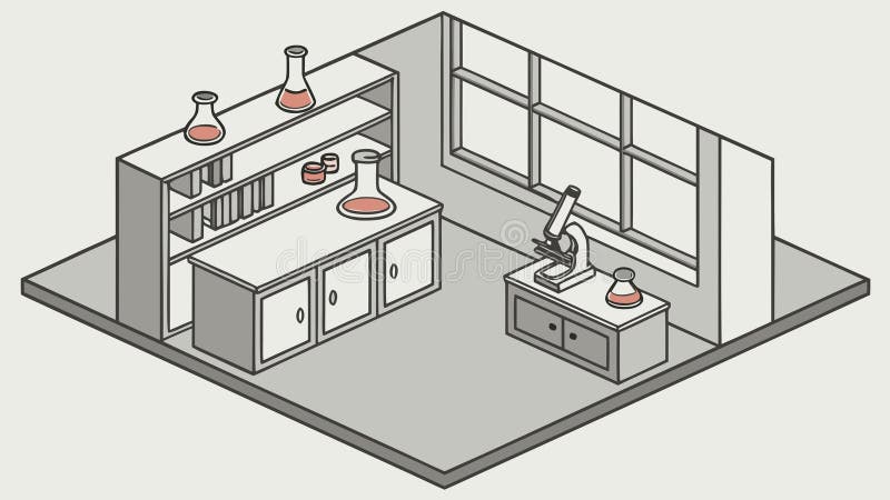 Isometric Lab Workbench, Scientific Experiment Setup. Vector Design ...