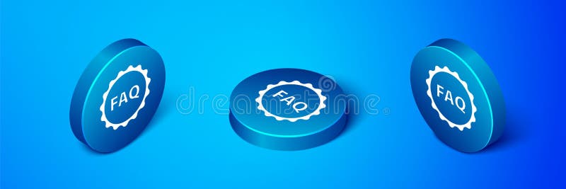Isometric Label with Text FAQ Information Icon Isolated on Blue ...