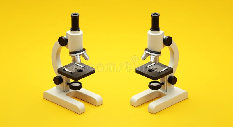 Isometric Laboratory Microscopes on White Background Stock Illustration ...