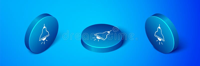 Isometric Lamp Hanging Icon Isolated on Blue Background. Ceiling Lamp ...