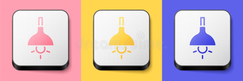 Isometric Lamp Hanging Icon Isolated on Pink, Yellow and Blue ...