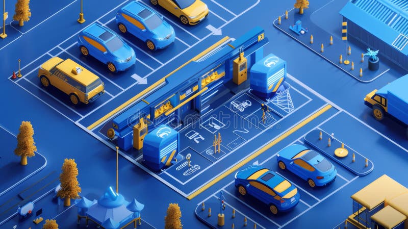 Isometric Landing Page for Autonomous Parking System Stock Illustration ...