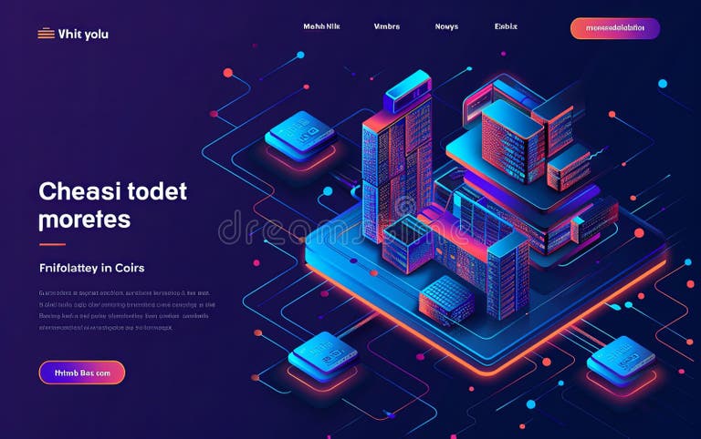Isometric Landing Page for Data Classification, System of Electronic ...