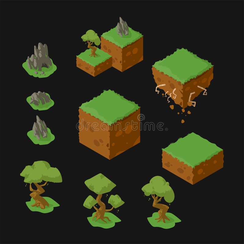 Isometric landscape design stock vector. Illustration of flying - 79123022