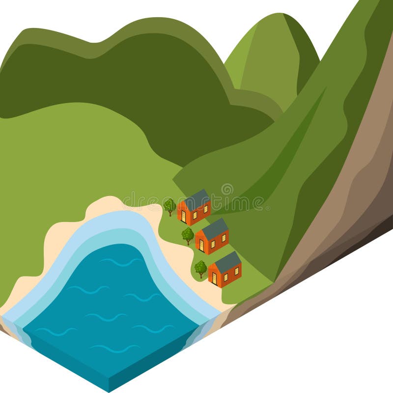 Isometric landscape stock vector. Illustration of view - 274952835