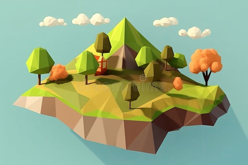 Isometric Landscape Low Polygon Countryside Theme 3d Background ...