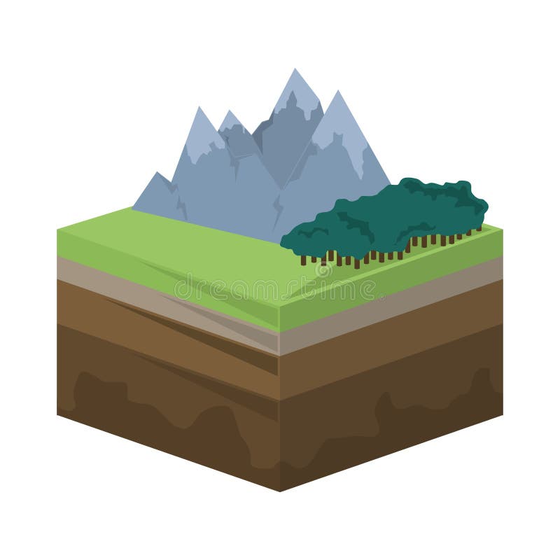 Isometric Landscape Mountains Stock Illustration - Illustration of ...