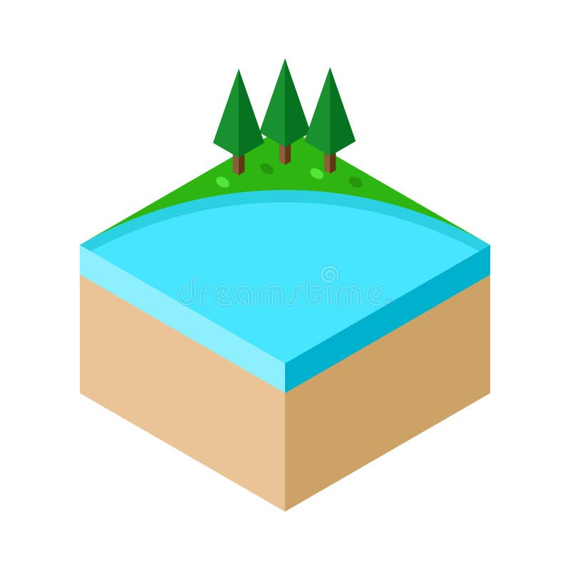 Isometric Piece of Land with Tree Vector Illustration Stock Vector ...