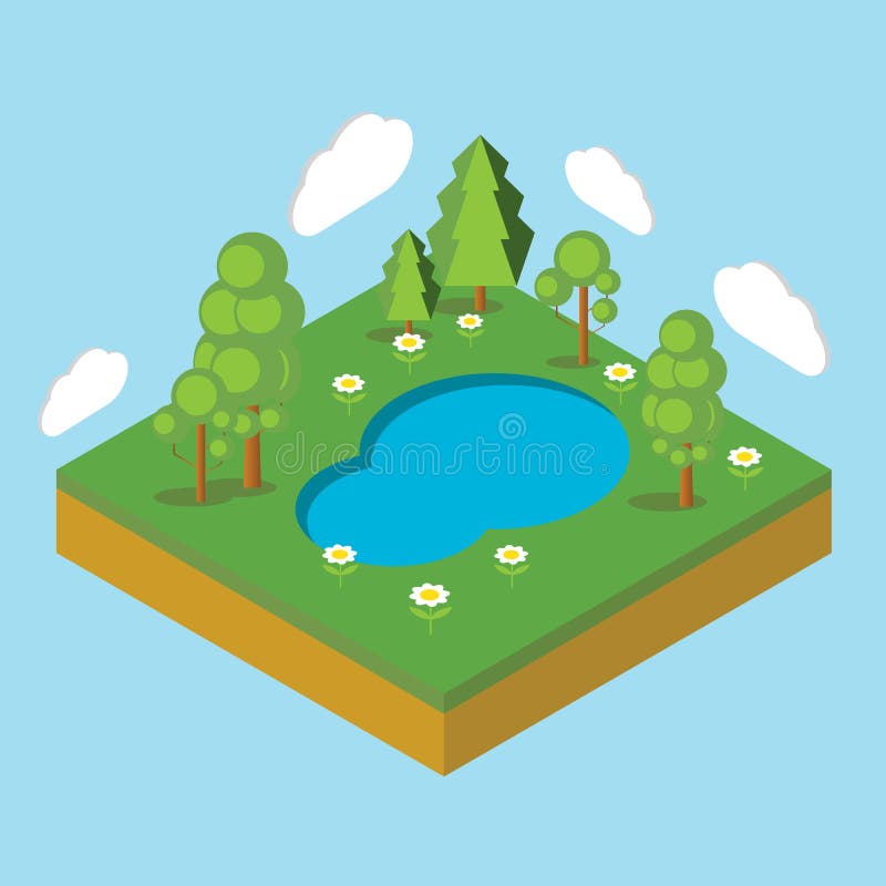Isometric Landscape. Vector Illustration. Stock Vector Stock Vector ...