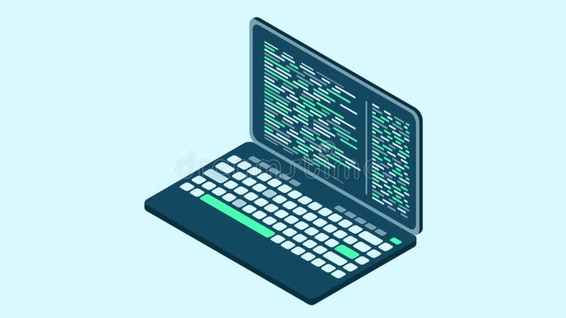 3d Laptop And Program Code Development Web Coding Concept Laptop With Programming Code Laptop