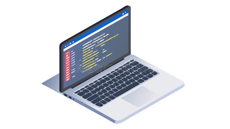 Isometric Laptop Displaying Code. Programming and Tech Vector, Vector ...