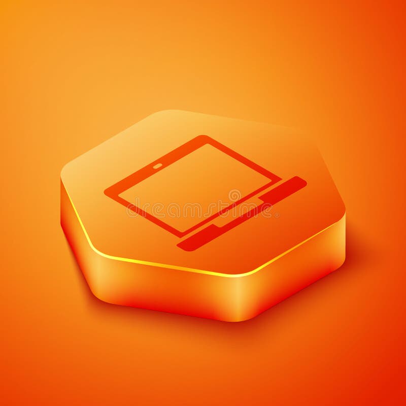 Isometric Laptop Icon Isolated on Orange Background. Computer Notebook ...