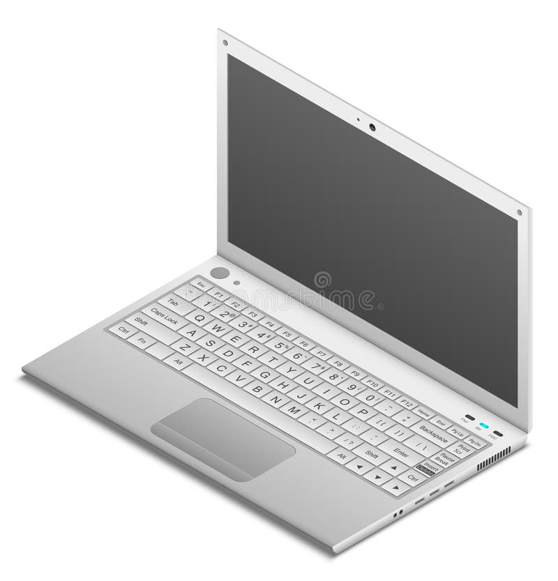 Isometric Laptop Isolated on White Stock Vector - Illustration of ...