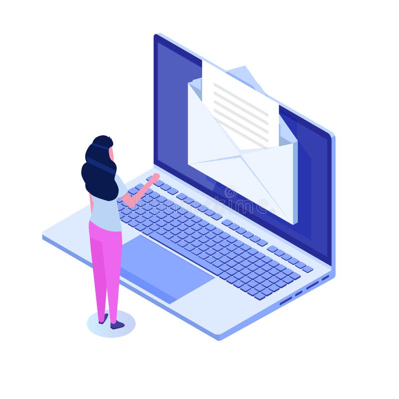 Laptop Receive Email Sticker Icon. Simple Thin Line, Outline Vector Of ...