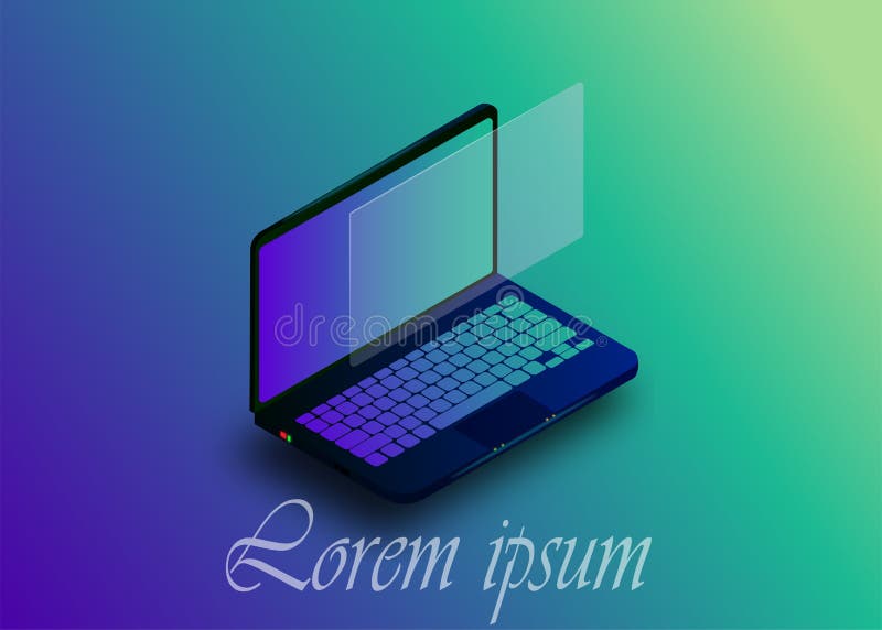 Isometric laptop placed stock vector. Illustration of vector - 135669546