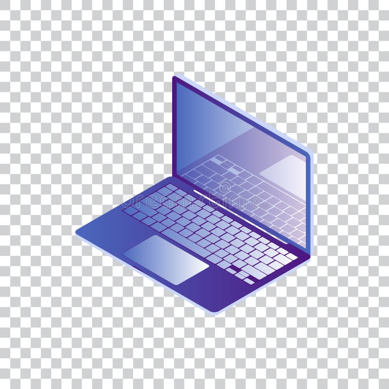 Isometric Laptop on Transparent Background. Flat Vector Illustration ...