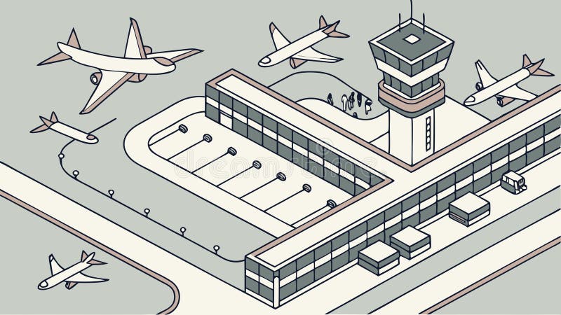 Isometric Large Airport Layout with Multiple Planes, Vector Design ...
