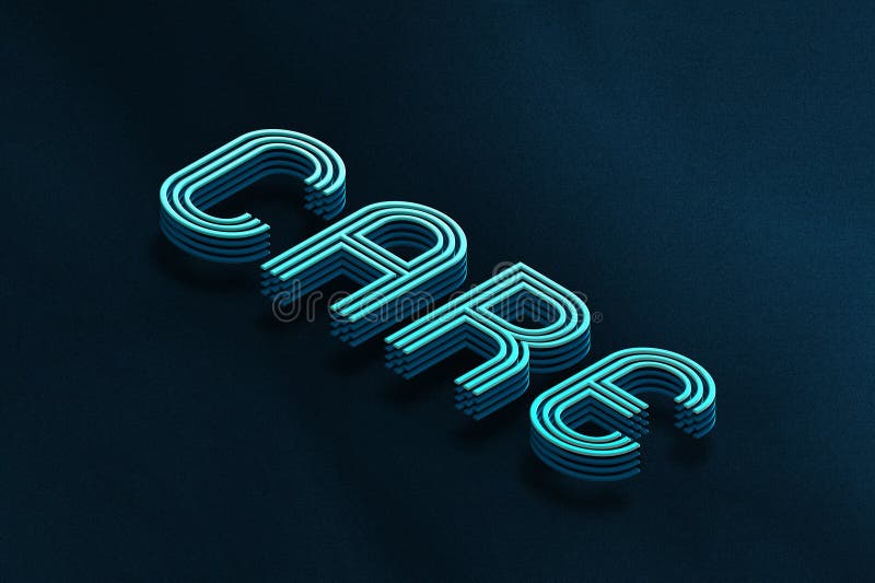 Blue Isometric Layer 3d Text Effect of Word Care on Blue Background ...