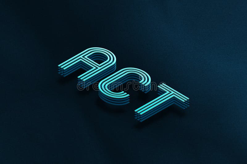 Blue Isometric Layer 3d Text Effect of Word Act on Blue Background ...