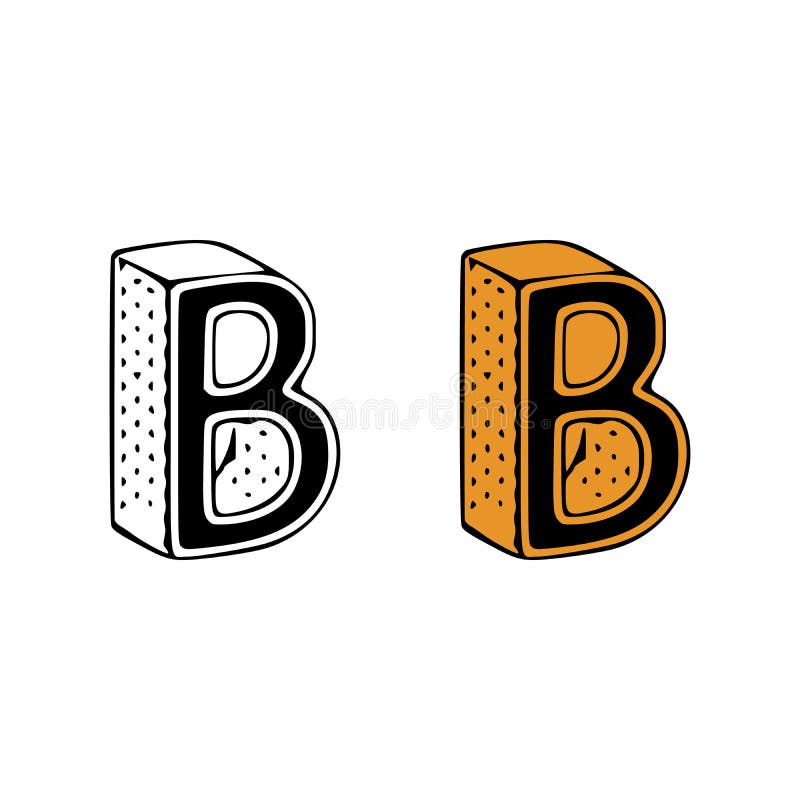 Isometric Letter B Doodle Vector Illustration Stock Vector ...