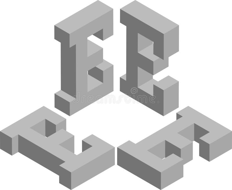 Isometric Letter E. Template for Creating Logos, Emblems, Monograms ...