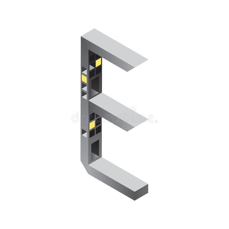 Isometric Letter E. Vector Illustration Decorative Design Stock ...